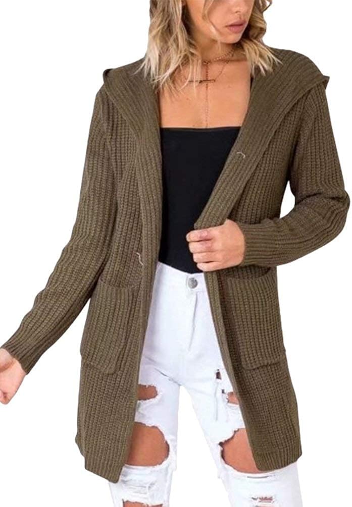 Mujer Cardigan Moda Joven Largos Abrigo Tejido Invierno Manga Larga ...