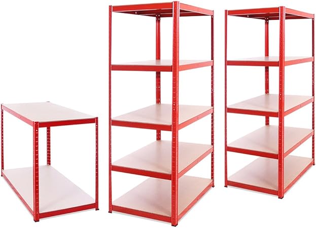 G-Rack Shelving Unit: 180cm x 90cm x 60cm | 2 Bays and a Workbench, Red ...