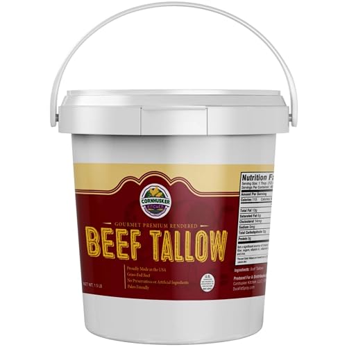 Cornhusker Kitchen Beef Tallow - Grass fed Beef Tallow (1.5 Pound Tubs ...