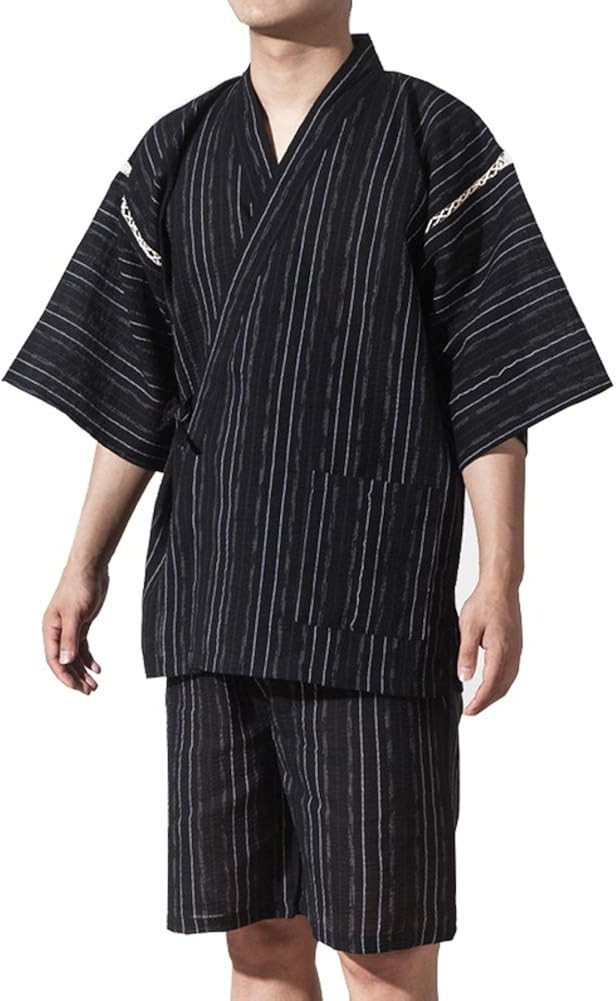 Jinbei Men's Japanese Style Dressing Gown Kimono Pajamas Suit Size XL-A01: Amazon.co.uk: Clothing