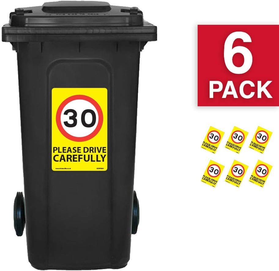 30 Mph Speed Signs [6 X Pack] – A4 Vinyl Stickers, Yellow Background ...