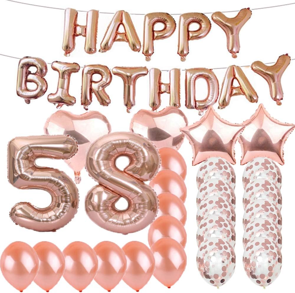 Amazon.com: Sweet 58th Birthday Decorations Party Supplies,Rose Gold ...