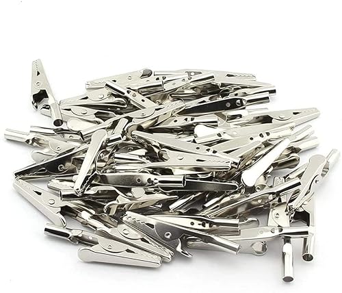 Silver Tone 50-Piece Test Lead Set with 2"/51mm Metal Alligator Clip ...