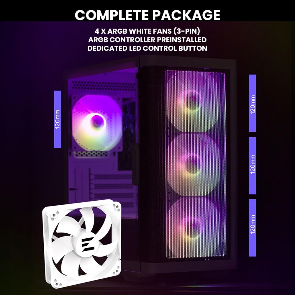 Mua Zalman M4 ARGB Gaming PC Case - 4 x 120mm Addressable RGB Fans Pre ...