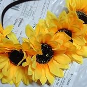 Amazon.com: Floral Fall Sunflower Crown Hair wreath Bridal Headpiece ...
