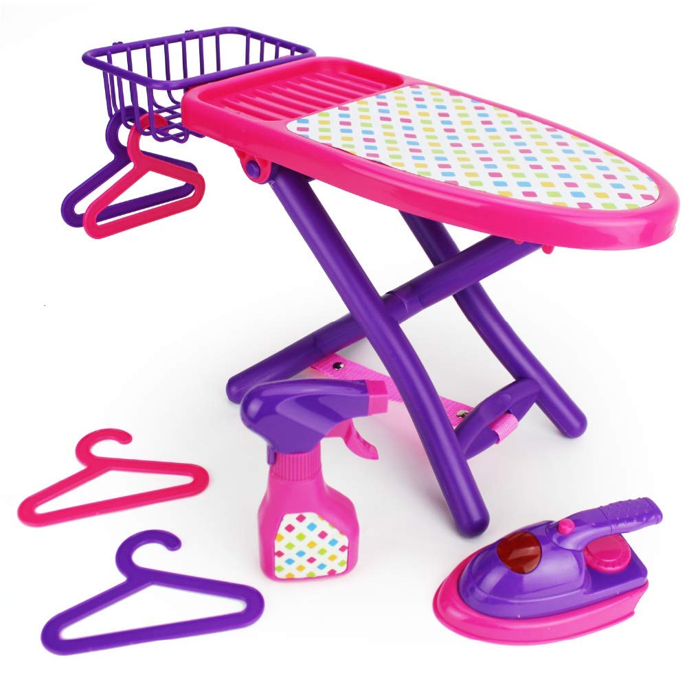 Boley Pretend Play Laundry Playset - 8-Piece Pink and Purple Toy ...