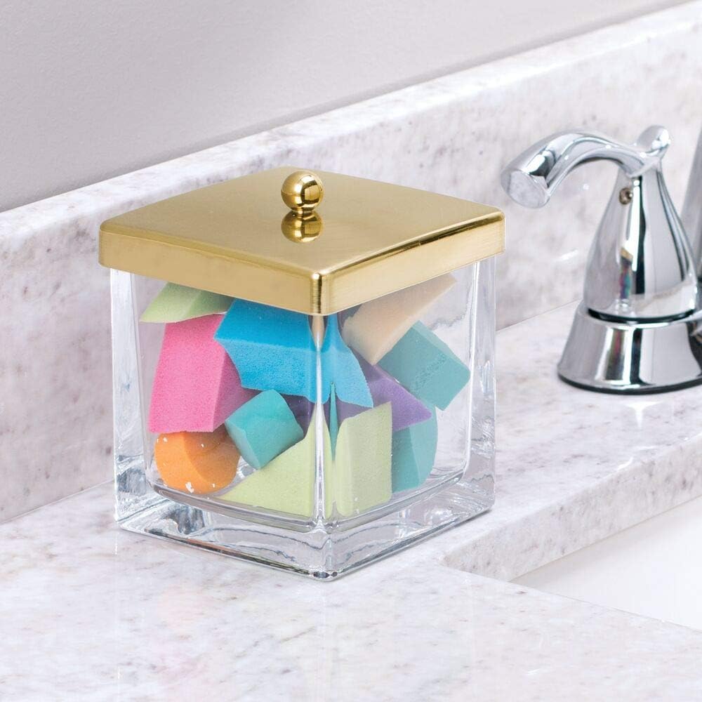 mDesign Set of 2 Cotton Pad Dispensers with Lid – Practical Vanity ...