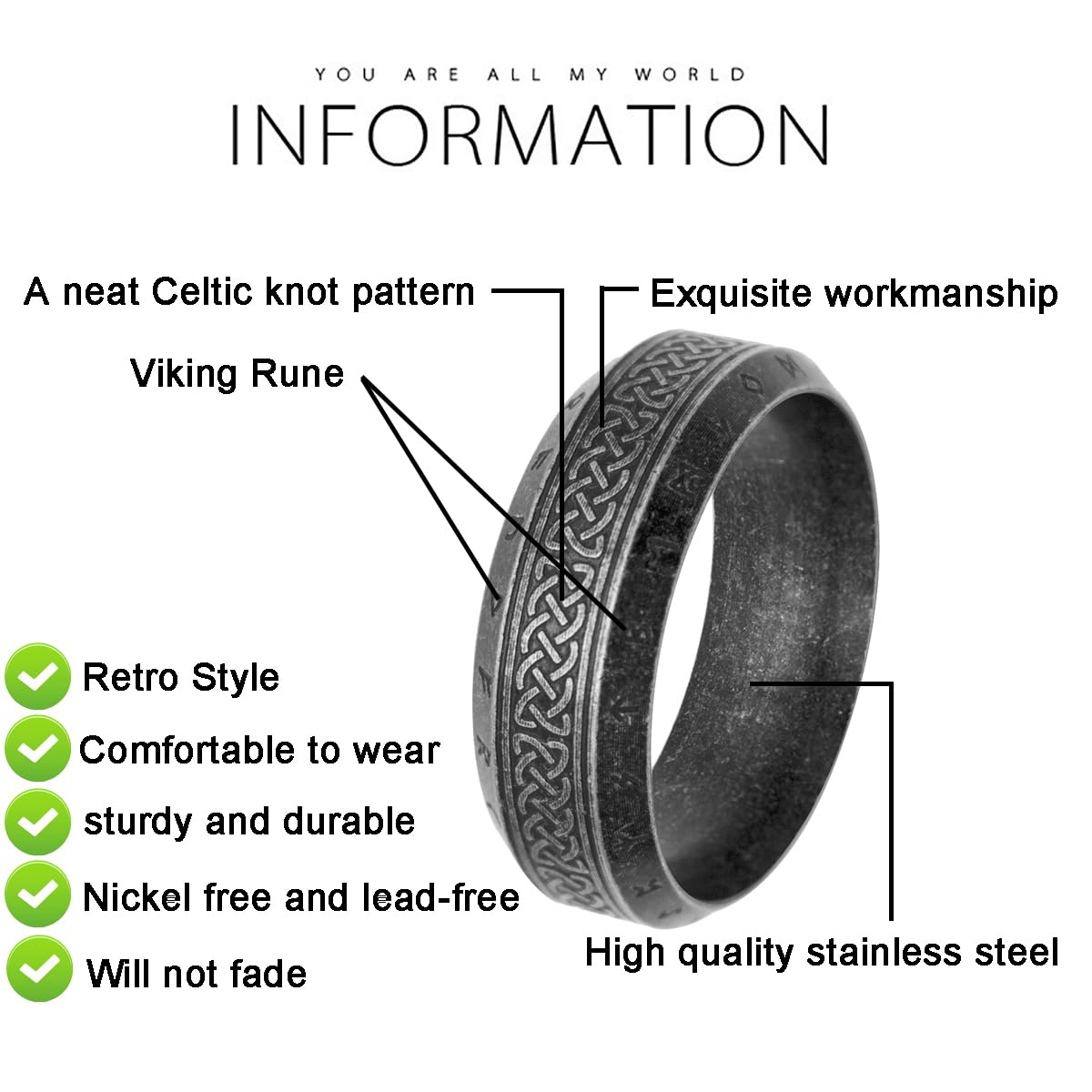 Nanafast Viking Ring For Men, Celtic Knot Rings For Men Women, Titanium ...
