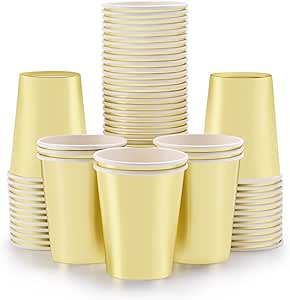 Amazon.com: Gold Paper Cups 9 oz [50 pack] Disposable Cups for Hot Cold ...