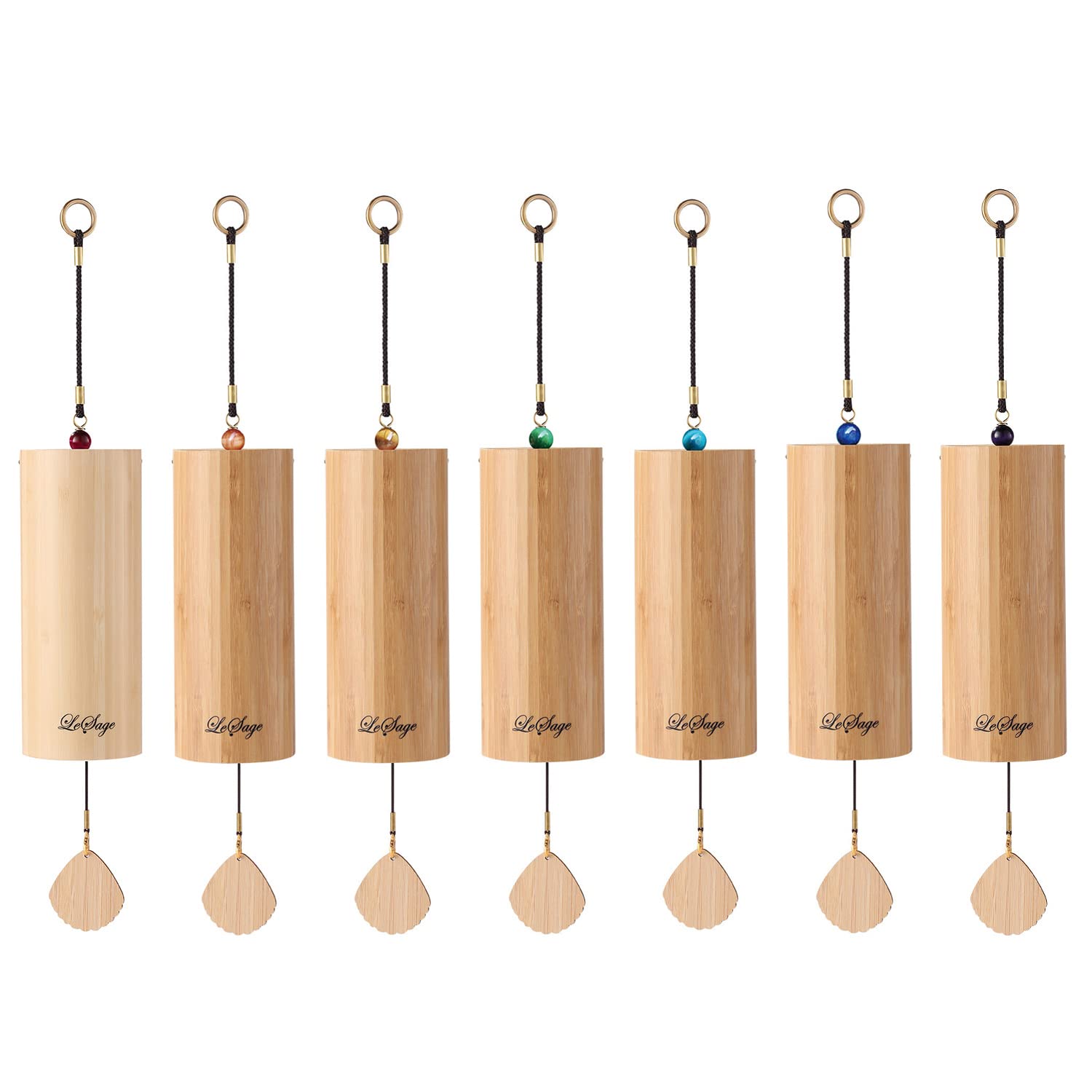 LeSage Chakra Chime Bamboo Meditation Chimes for Outdoors Zen Wind ...