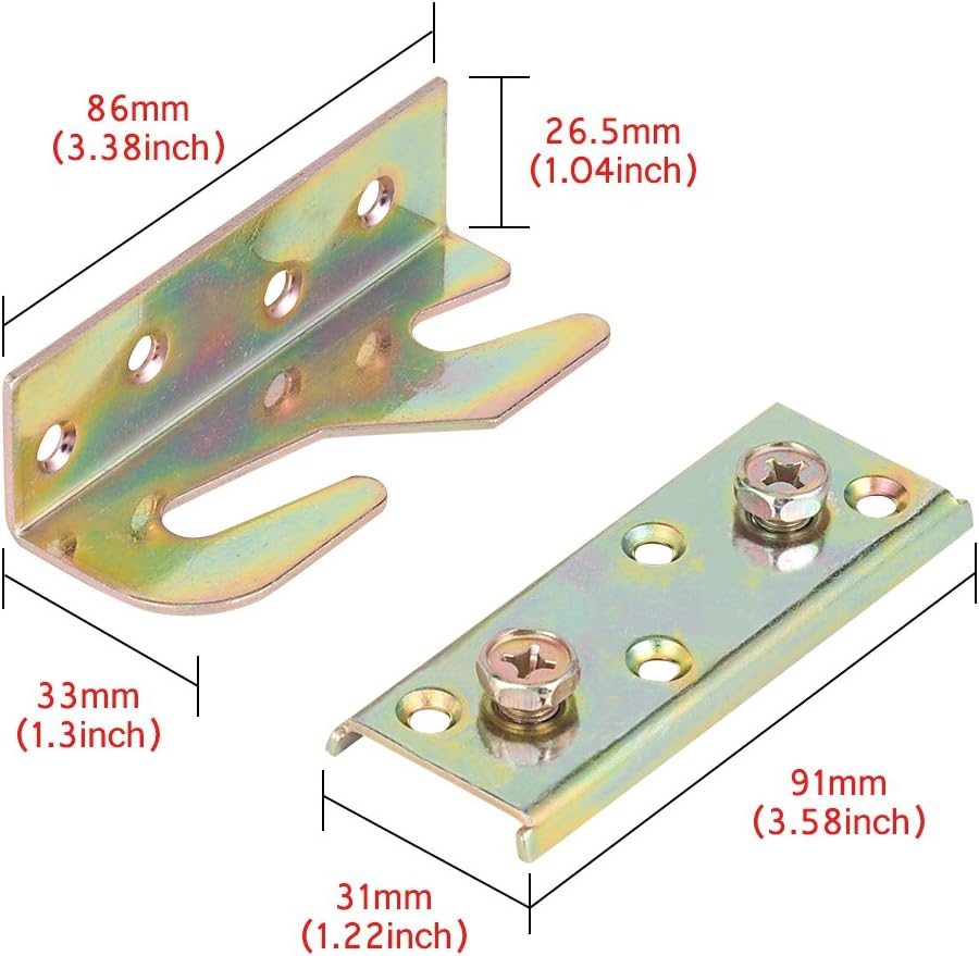 Bed Brackets, GLANICS Bed Hinges Fixing Connectors Heavy Duty 4 Pairs ...