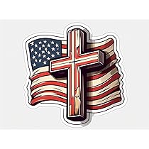 Christian Cross And American Flag Labels Jesus Stickers Goovile