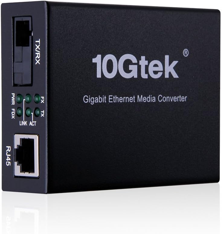 ipolex A Pair of Gigabit Ethernet Fiber Media Converter, 10/100/1000M RJ45 to 1000M Bi ...