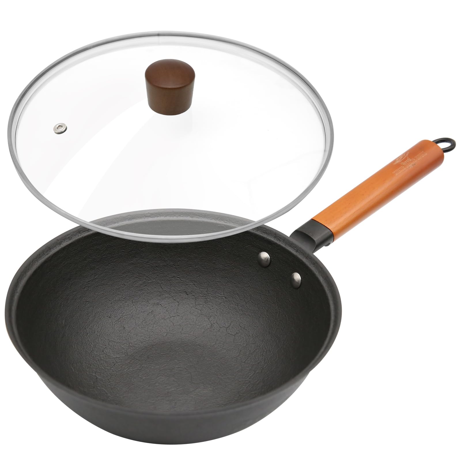 Nonstick Frying Wok Pan Hybrid, 10 Inch Preseasoned Deep Stir Fry Pan ...