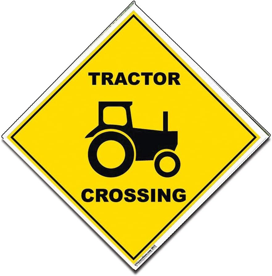 Tractor Crossing Sign 22" Diamond Shaped: Amazon.co.uk: Garden & Outdoors