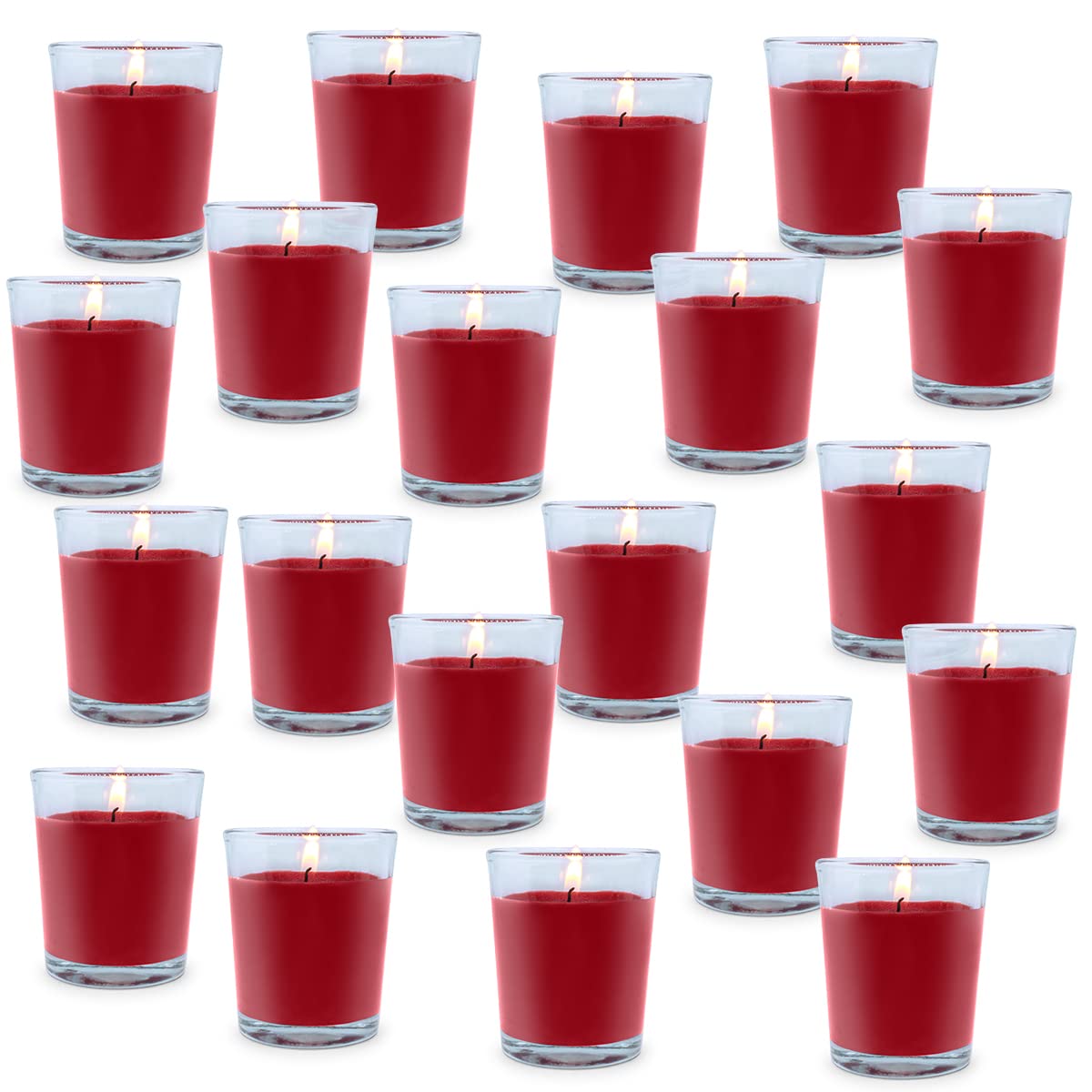 Red Unscented Clear Glass Filled Votive Candles Small Soy Wax Candles ...