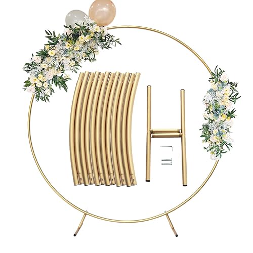 Round Golden Metal Balloon Arch Kit (6.7FT), Wedding Circle Backdrop ...