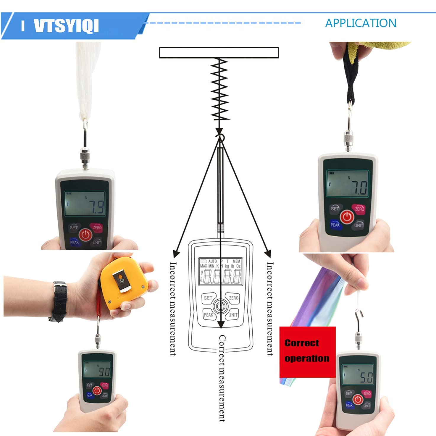 Mua VTSYIQI Digital Force Gauge 500N Push Pull Gauge Portable Force ...