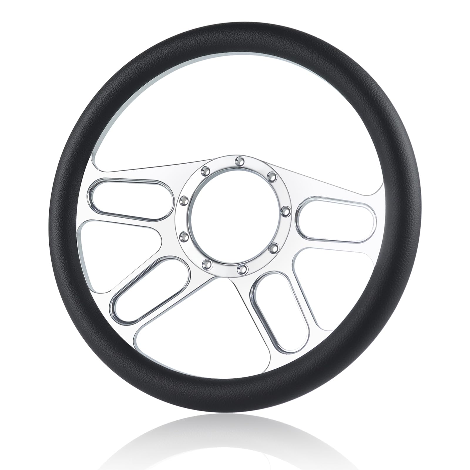 QYMOPAY 9 Bolt Disc Steering Wheel, 14 Inch Leather billet steering ...