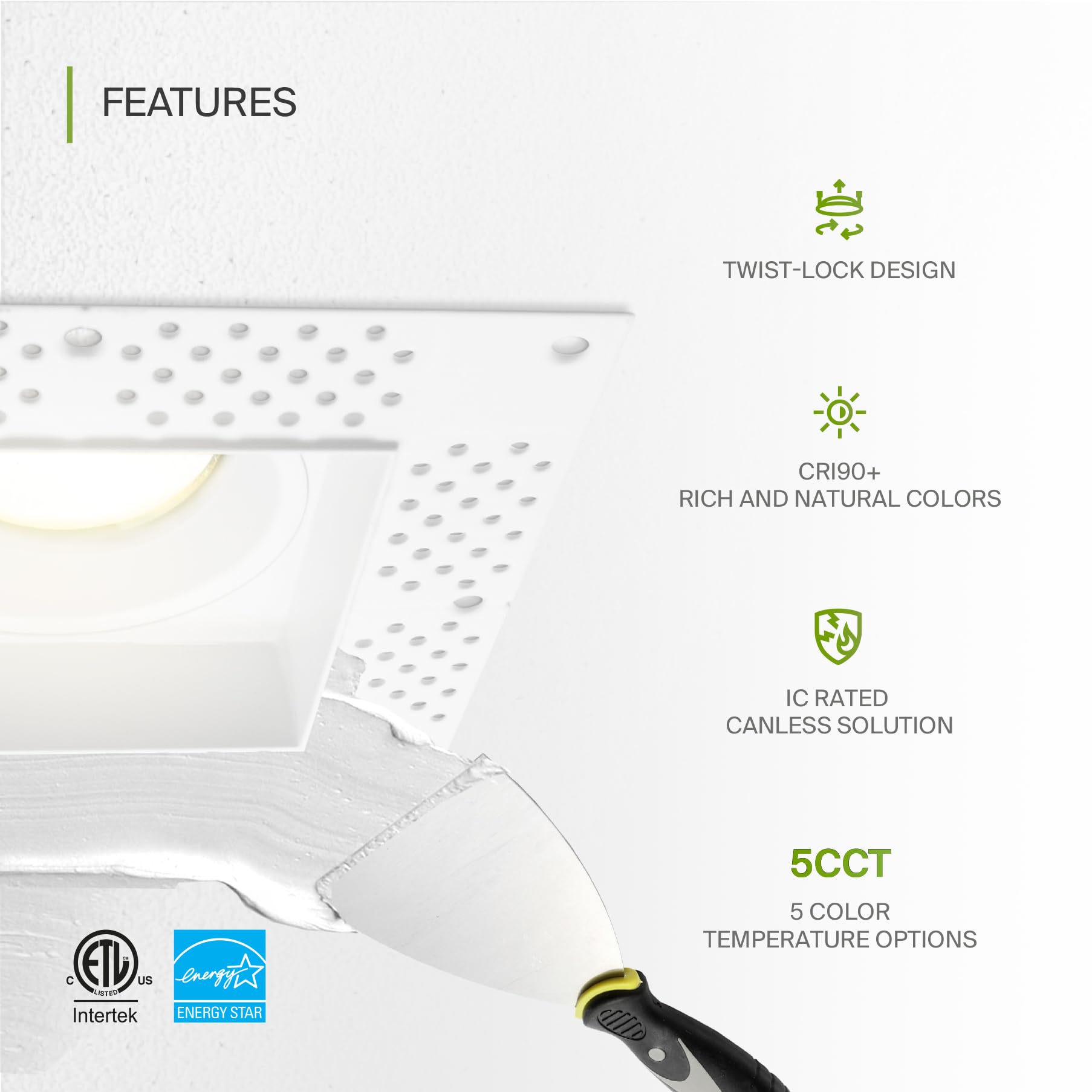 ASD Trimless LED Recessed Lighting 4 Inch, 15W 120V Square LED ...