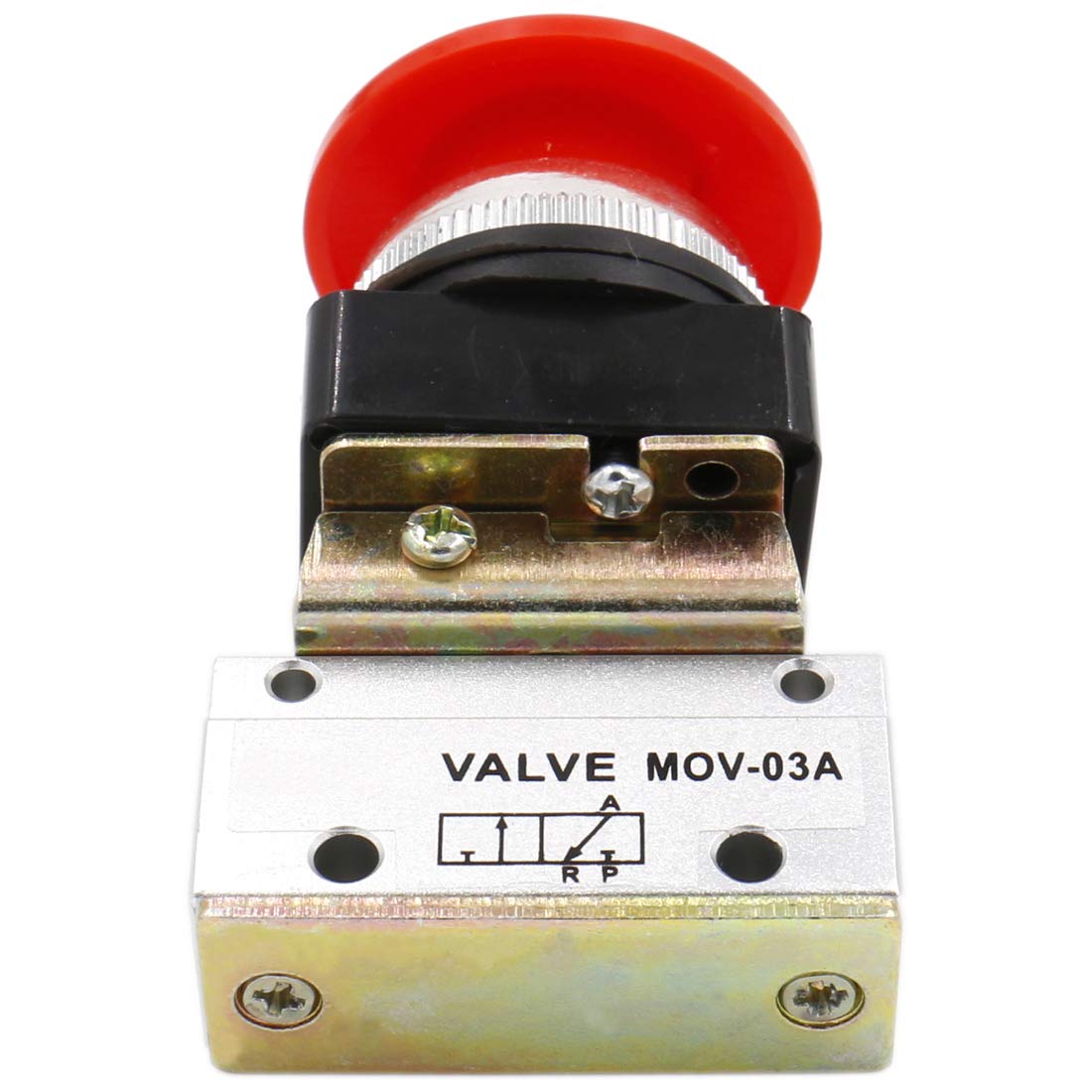 Heschen Pneumatic Mechanical Valve MOV-03A, G1/8″ Thread Port, 2 Way 2 Position, Red Mushroom ...