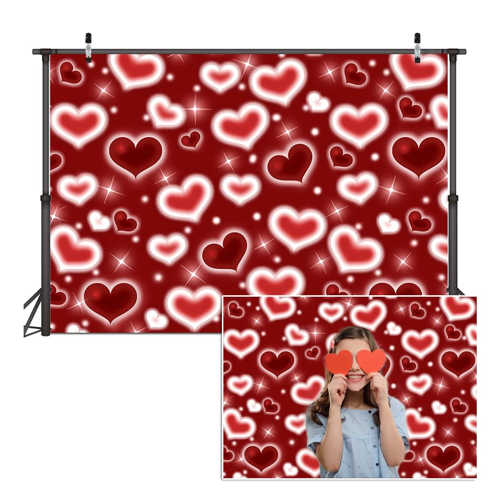 Dudaacvt 8x6ft Red Heart Photo Backdrop 90s Backdrops for Photoshoot ...