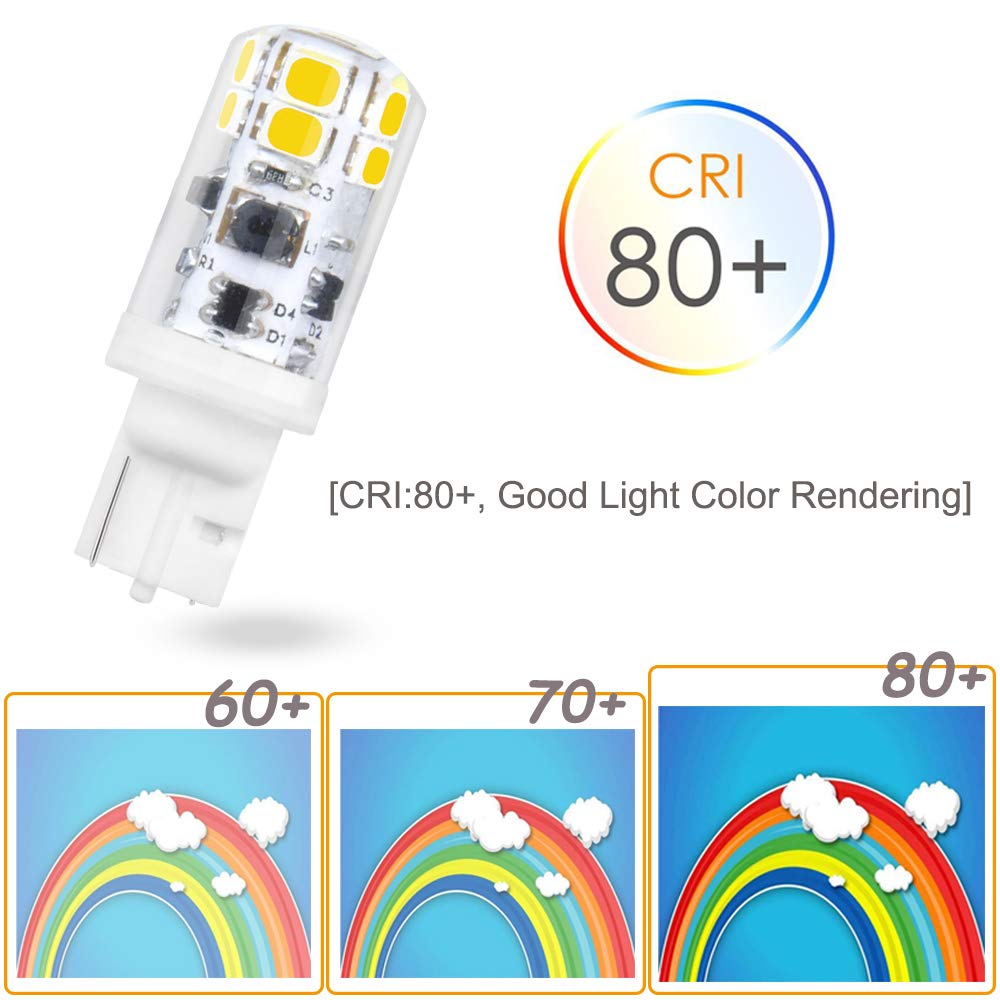 Lustaled 3W T5 T10 LED Wedge Base Light Bulb, 12V AC/DC T10 194 LED Bulb 30W Halogen Replacment ...