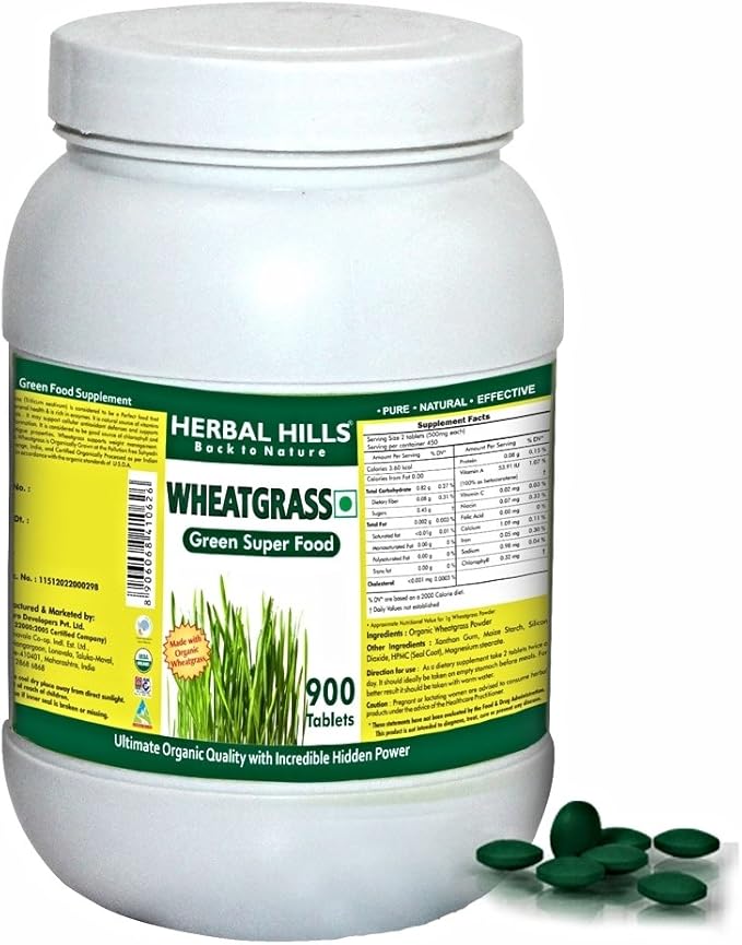 Amazon.com: Herbal Hills Wheat Grass 900 Tablets: Health & Personal Care