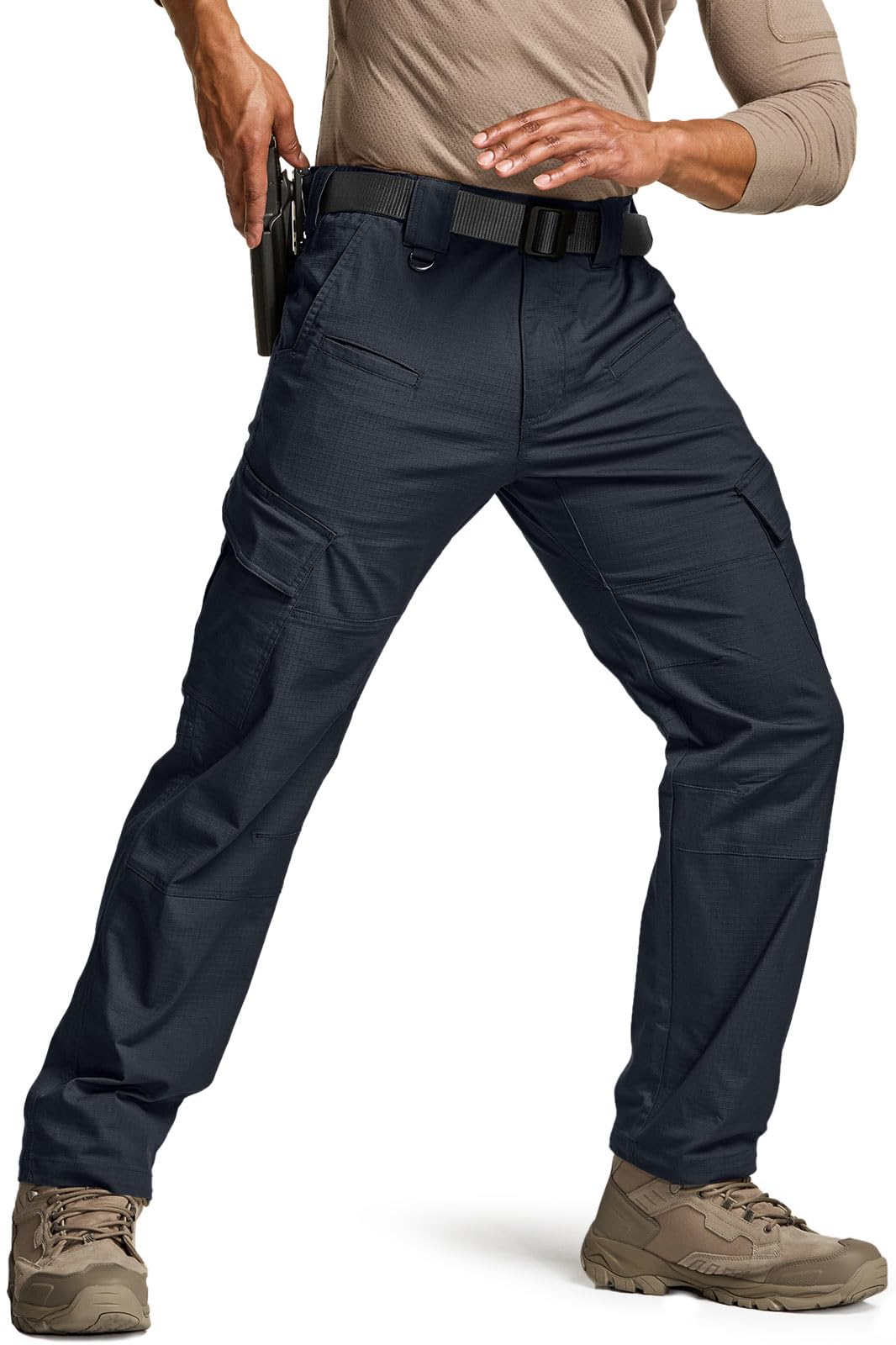 CQR Men's Flex Ripstop Tactical Pants, Water Resistant Stretch Cargo ...