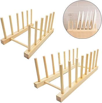 Amazon.com: Wood Dish Drying Rack, 2 Pack Wooden Dish Rack Kitchen ...