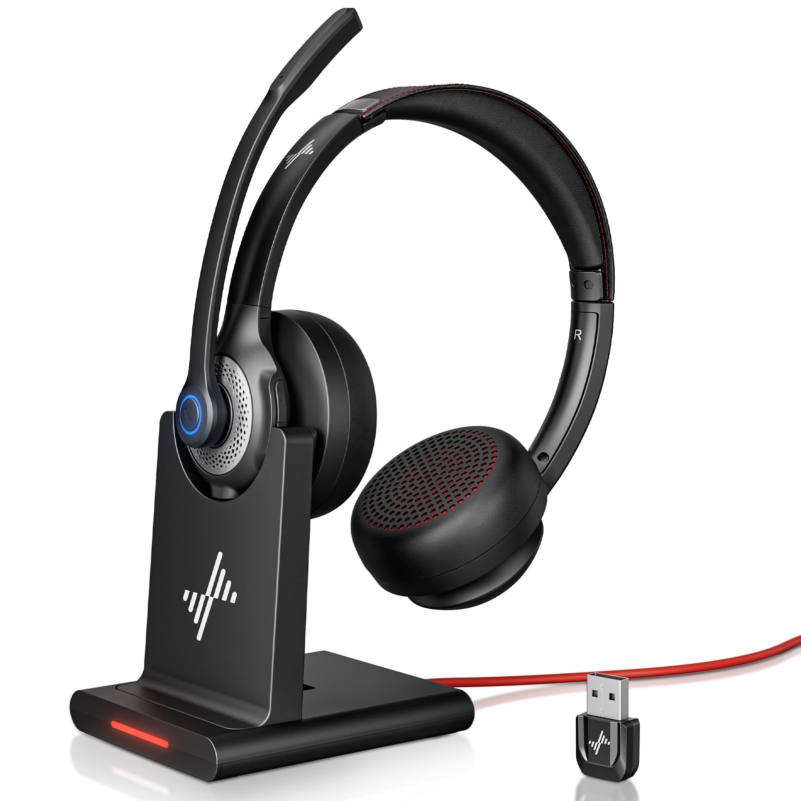 JIAMQISHI Wireless Headset with AI Noise Cancelling Microphone ...