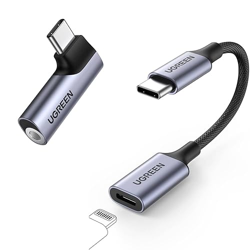 UGREEN USB-C to Lightning Audio Adapter and Right Angle USB C to 3.5mm ...
