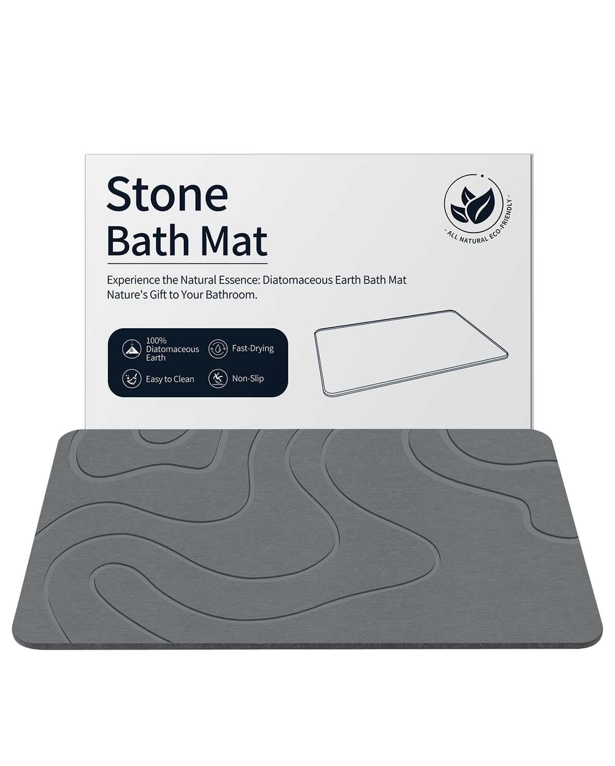 ZIKIBL Stone Bath Mat Diatomaceous Earth Bath Mat Non-Slip Super ...