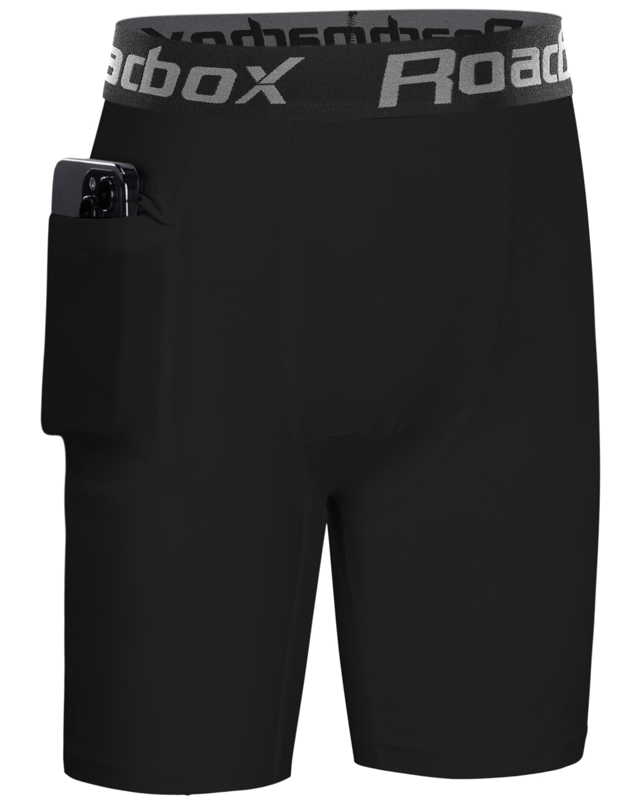 Roadbox Boys Compression Shorts with Pockets, Youth Performance Athletic Underwear Base Layer ...