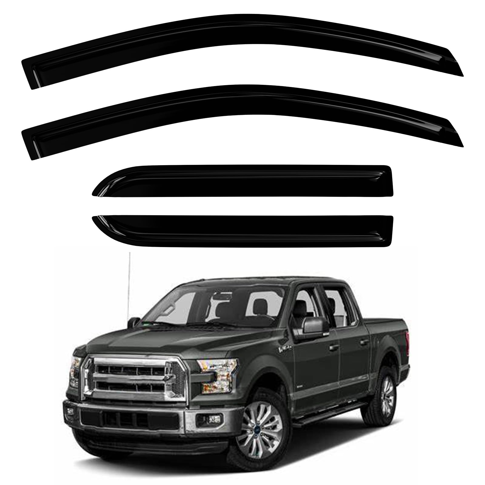 DimFlux Wind Deflector for Ford 2015-2024 F150 SuperCrew,for 2017-2022 ...