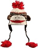 Sock Monkey Cap / Hat with Ear Flaps and Poms at Amazon Women’s ...