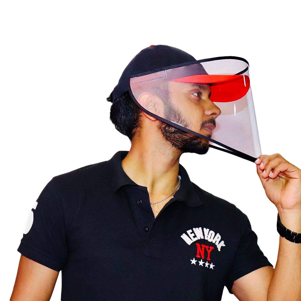 AC Face Shield Protective Caps Baseball Detachable (Red Black Combo ...