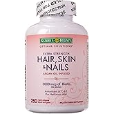 Amazon.com: Nature's Bounty Hair Skin and Nails 5000 mcg of Biotin - 250 Coated Tablets Extra ...