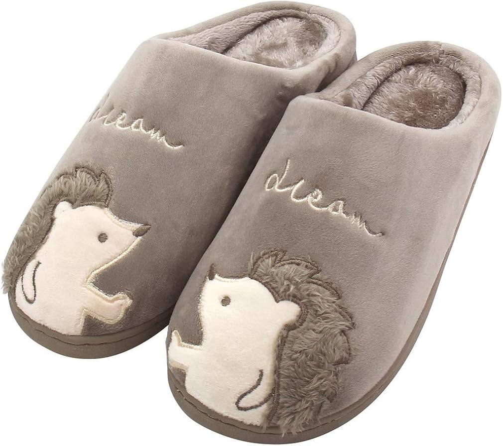 Amazon.com | ALOTUS Women's Animal Hedgehog Soft Home Slippers Indoor ...