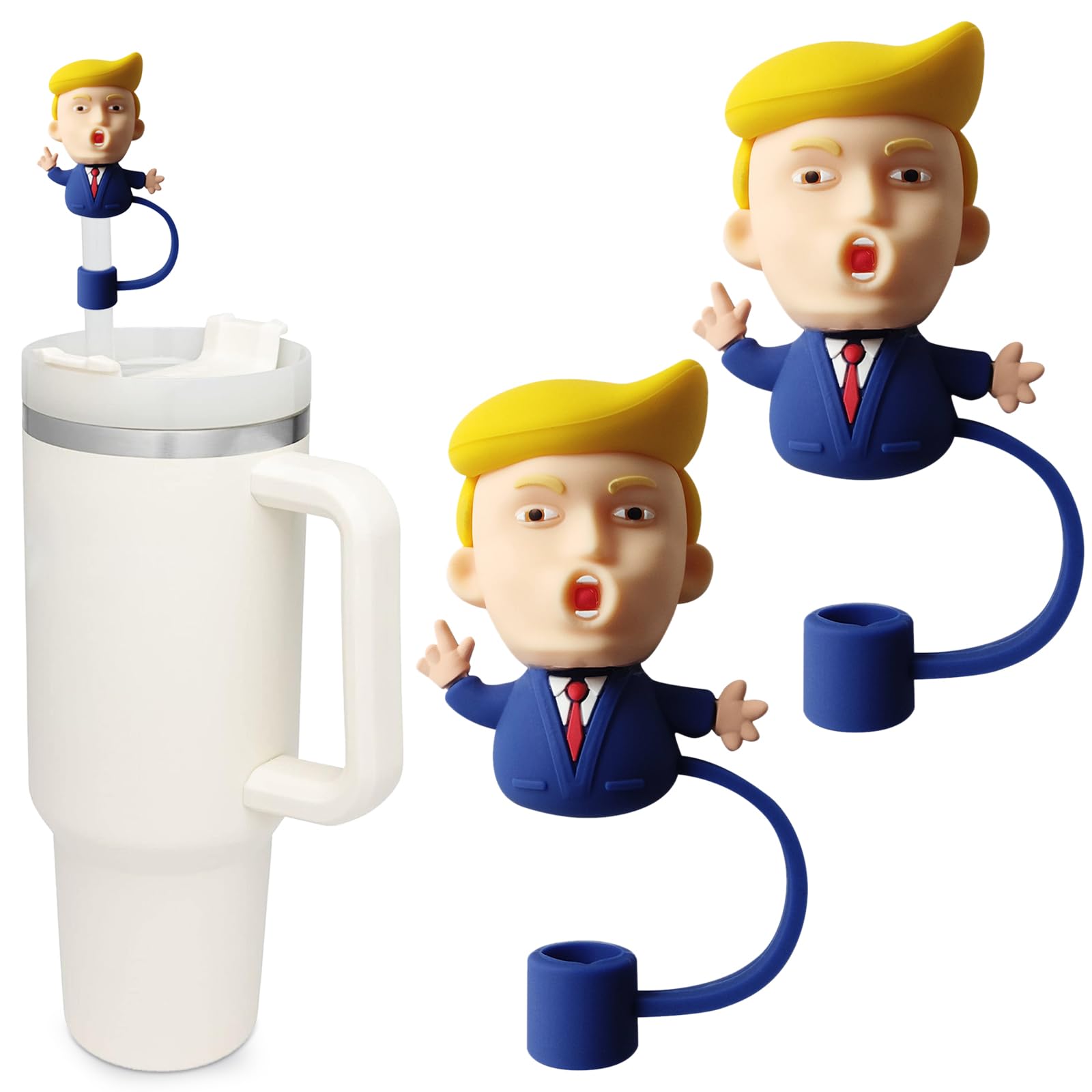 TECHPLUS Funny Trump Straw Covers,8-12mm Dust-Proof 3D Straw Caps ...