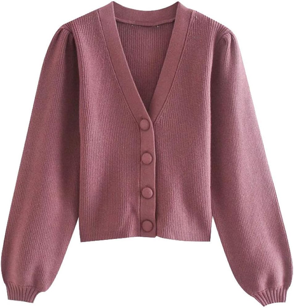 Jerséis de Punto de suéter para Mujer, botón Cubierto de Moda, cárdigan ...