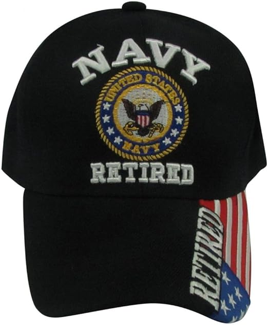 US Navy Retired with Flag and Retired on the Visor Baseball Cap One ...