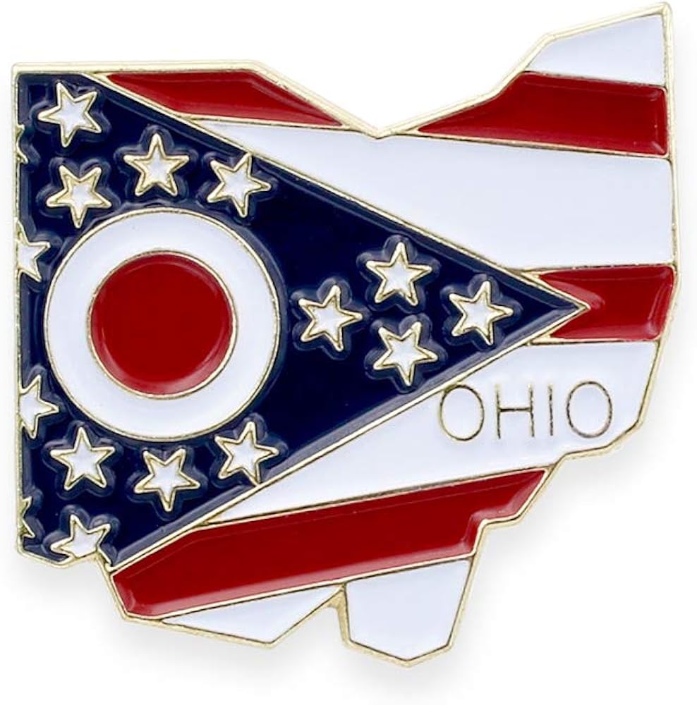 Amazon.com: Forge Ohio State Shape Outline and Ohio State Flag Lapel ...