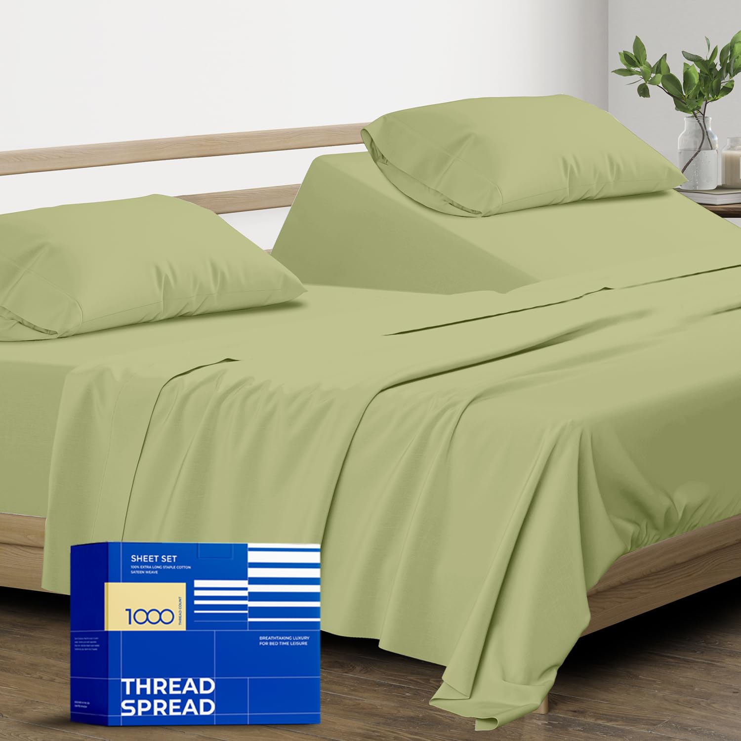 THREAD SPREAD 100% Pure Egyptian Cotton Split King Sheets Sets for ...