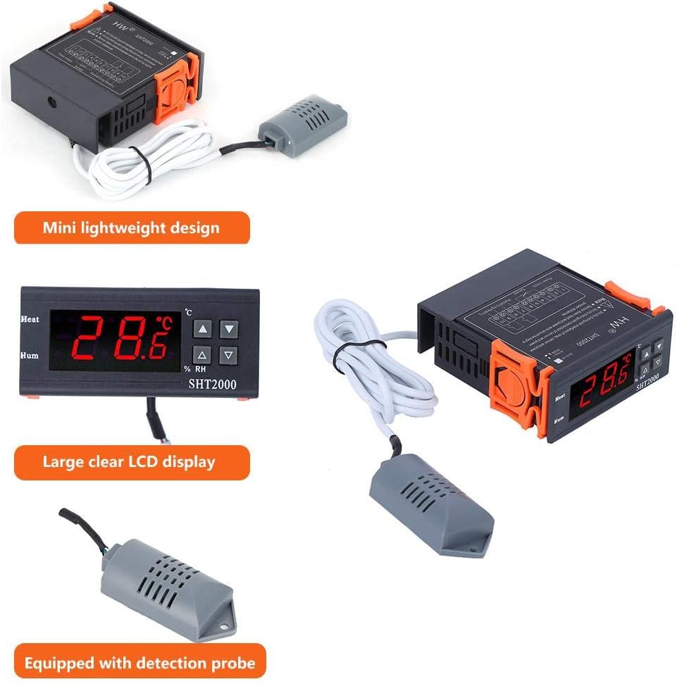 Temperature Humidity Controller SHT2000 Digital Thermostat 110-220V Intelligent Large Clear LCD ...