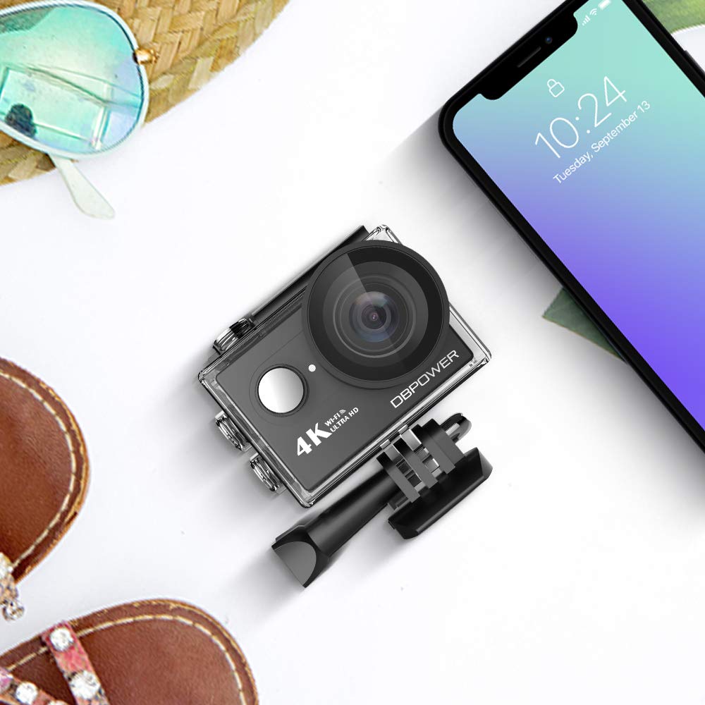 DBPOWER 4K Action Camera 12MP Ultra HD Waterproof Sports Cam with Built ...
