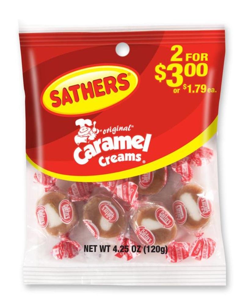 Amazon.com : Sathers Caramel Creams Candy, 4.25 Ounce Bag : Grocery ...