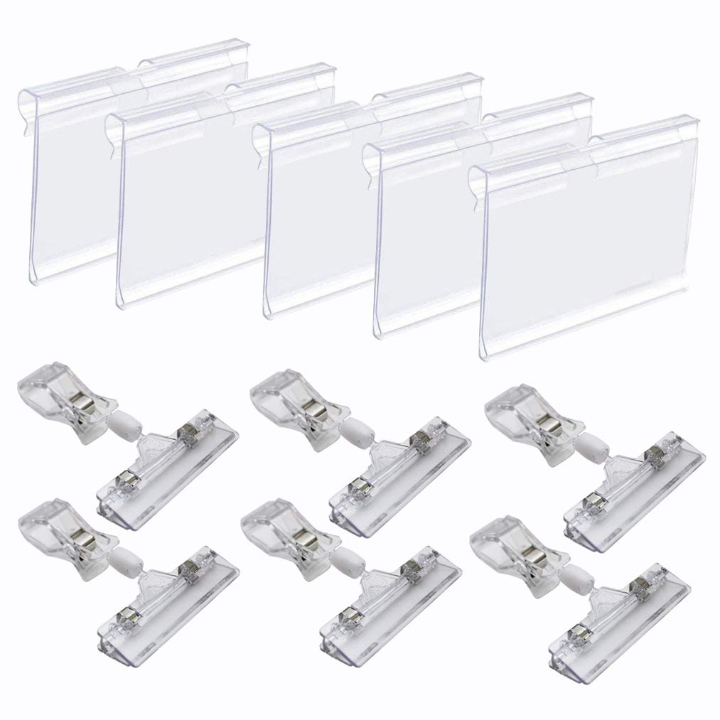 60 Pack Plastic Wire Shelf Retail Price Label Holder and 10 Pack ...