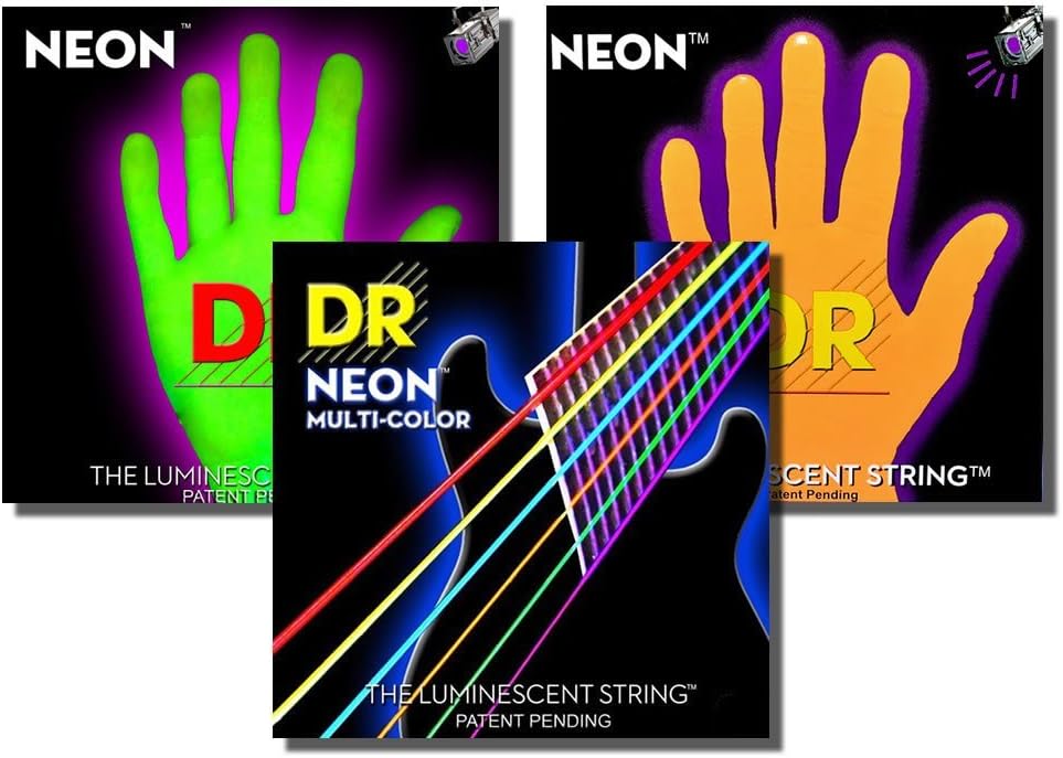 DR Strings NMCE-9 DR NEON Electric Strings, Light, Multi-Color: Amazon ...
