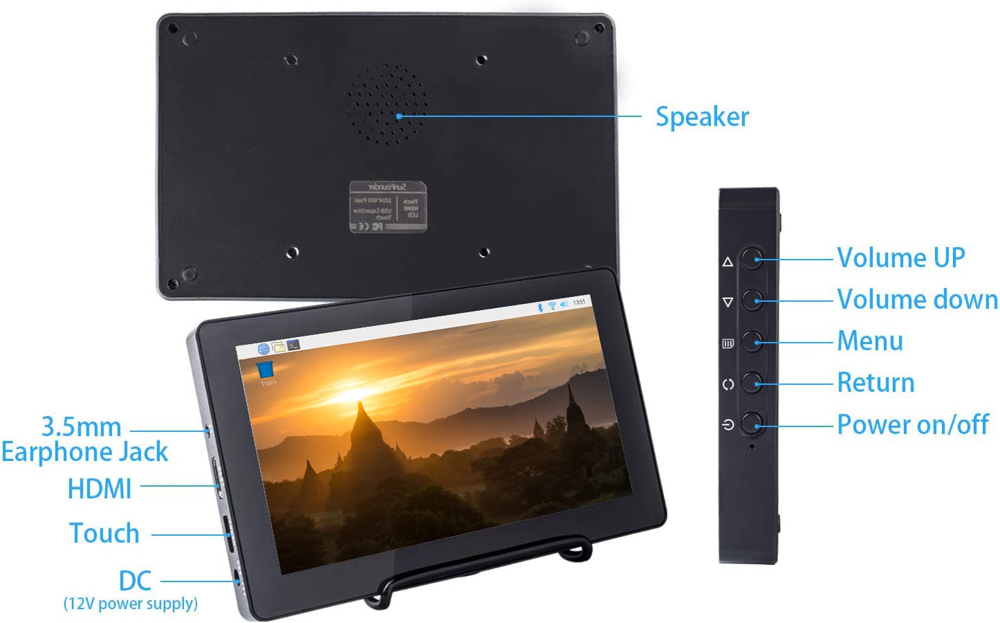 Mua SunFounder 7 Inch Touchscreen for Raspberry Pi 5 Capacitive Screen ...